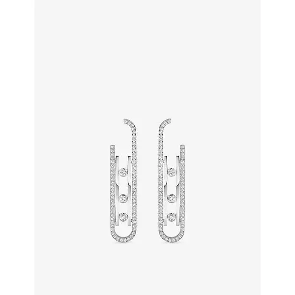 Messika Move 10th 18ct Gold And 1ct Diamond Earrings - White