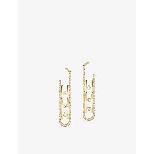 Messika Move 10th 18ct Gold And 1ct Diamond Earrings - Yellow