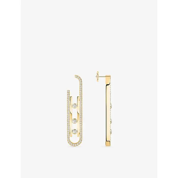 Messika Move 10th 18ct Gold And 1ct Diamond Earrings - Yellow
