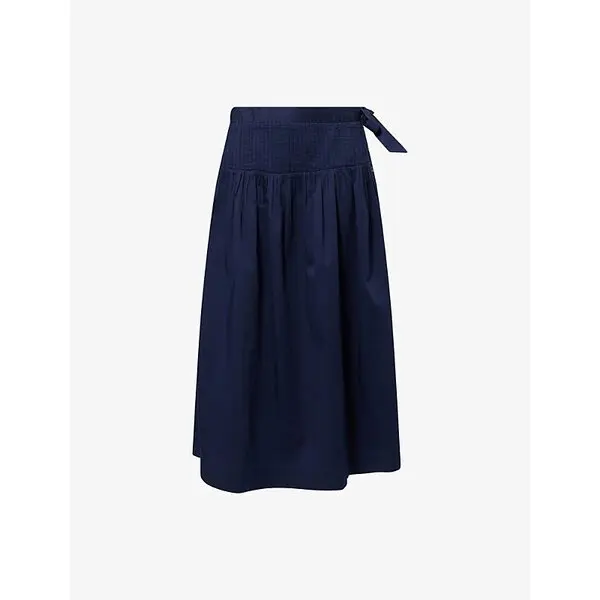 DAMSON MADDER Shirred Cotton Midi Skirt