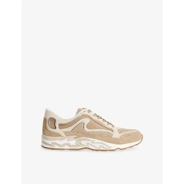Sandro Suede And Mesh Flame Detail Trainers