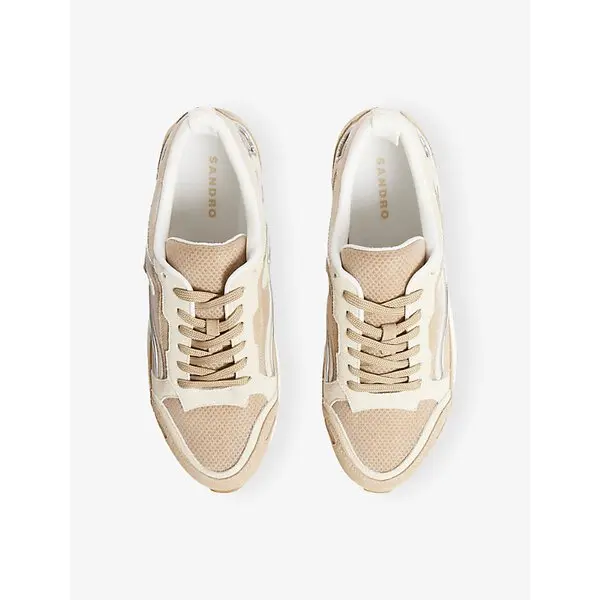 Sandro Suede And Mesh Flame Detail Trainers