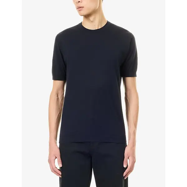 John Smedley Short-sleeve Knitted Cotton T-shirt