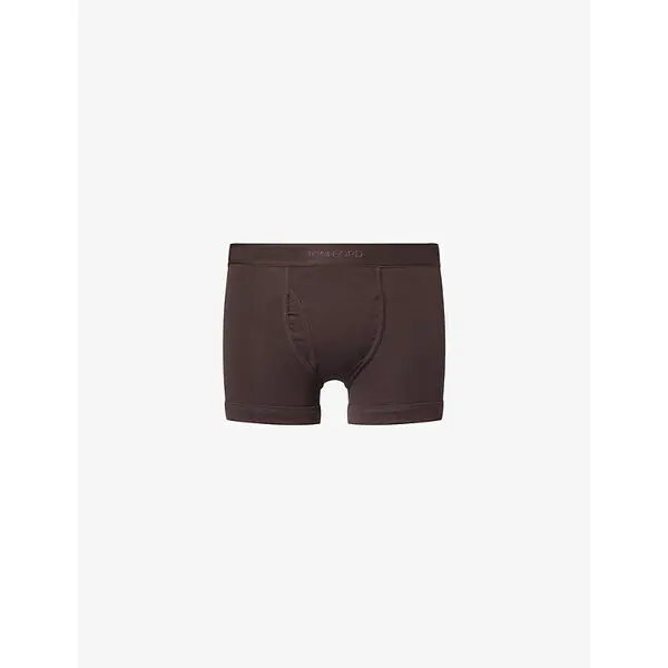 TOM FORD Logo-waistband Cotton-jersey Boxer Briefs - Chocolate