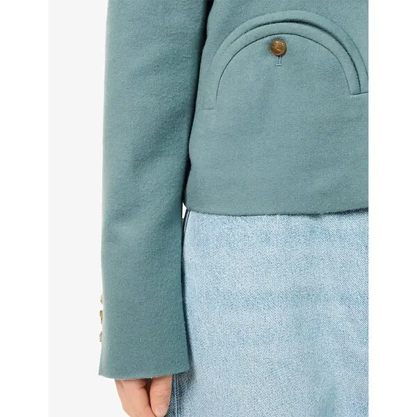 BLAZÉ MILANO Shamo Bolero Cropped Wool-blend Jacket - Aqua