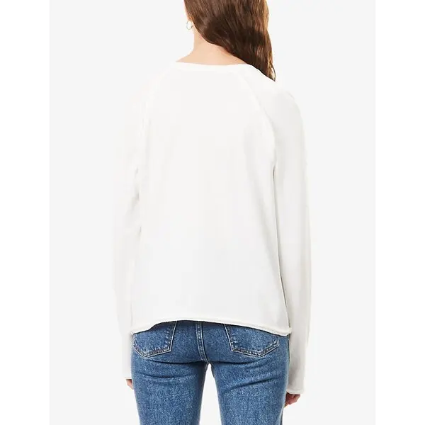 ME+EM Long-sleeve Raw-trims Cotton Top
