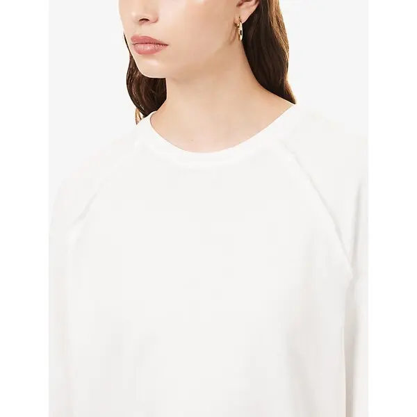 ME+EM Long-sleeve Raw-trims Cotton Top