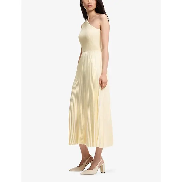 BOSS One-shoulder Pleated Woven Midi Dress