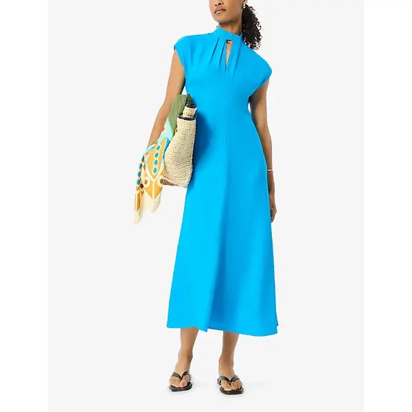 Whistles Twist-neck Crepe Midi Dress