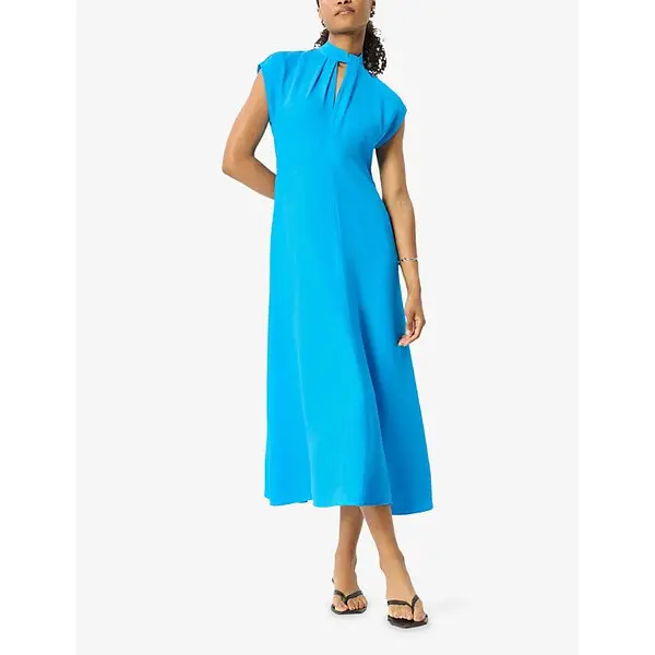 Whistles Twist-neck Crepe Midi Dress
