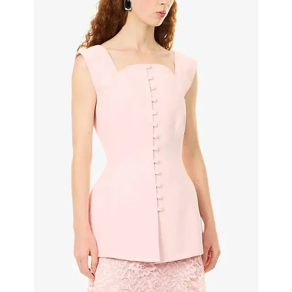 Mona Alshebil Structured Button-front Crepe Top