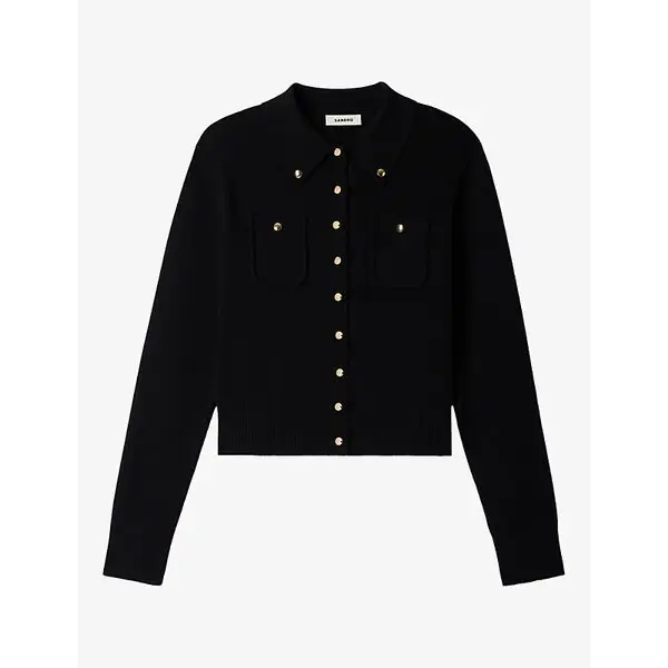 Sandro Button-embellished Wool-blend Cardigan - Black