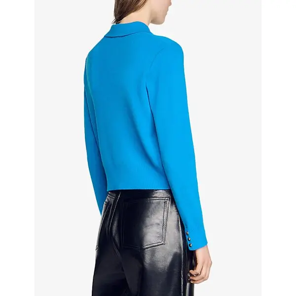 Sandro Button-embellished Patch-pocket Wool-blend Cardigan