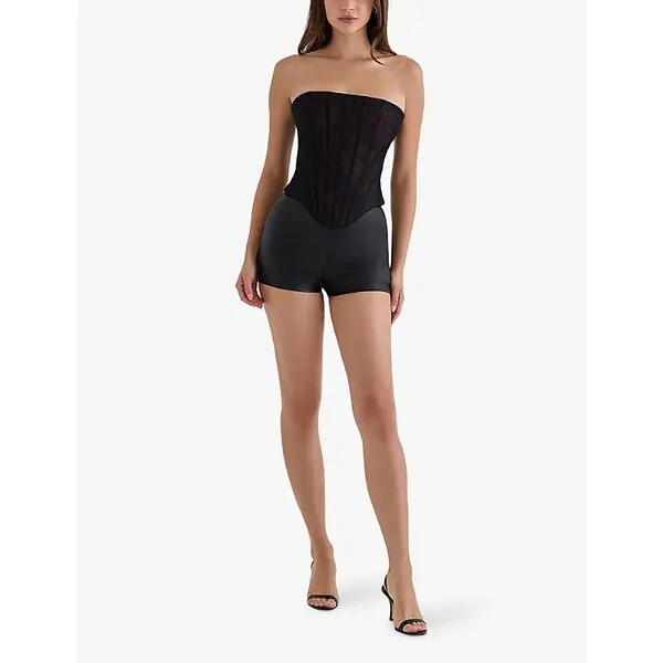 House Of Cb Mira Longline Strapless Woven Corset Top