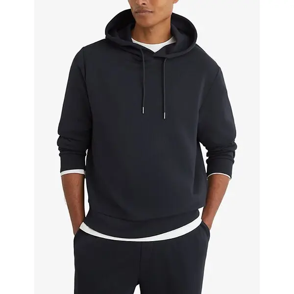 REISS Dane Relaxed-fit Jersey Hoody - Navy