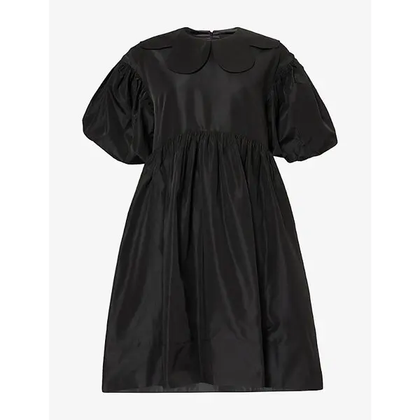 Simone Rocha Collared Puff-sleeve Satin Midi Dress