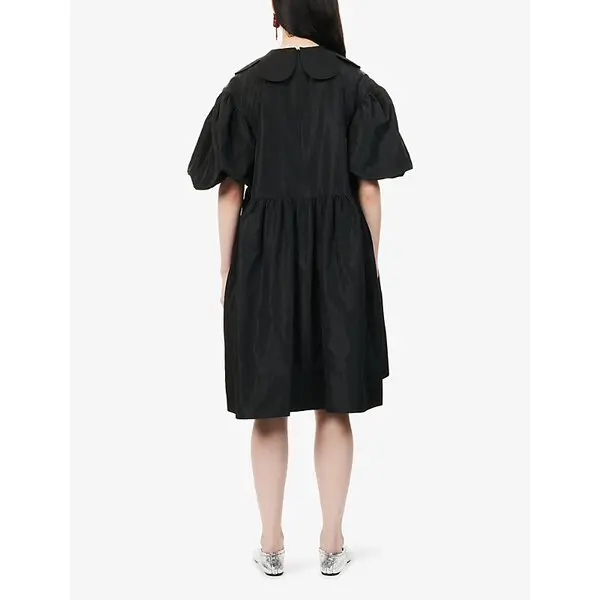 Simone Rocha Collared Puff-sleeve Satin Midi Dress