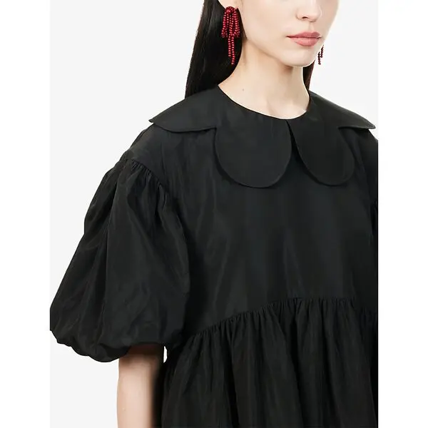 Simone Rocha Collared Puff-sleeve Satin Midi Dress
