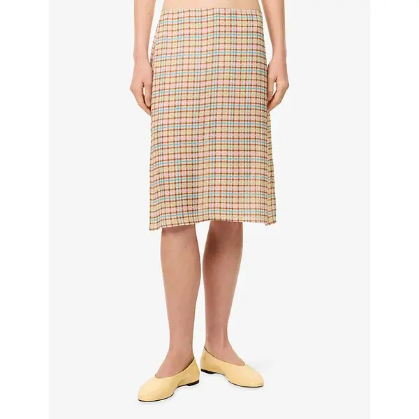SIEDRES Colette Check-print Chiffon Midi Skirt