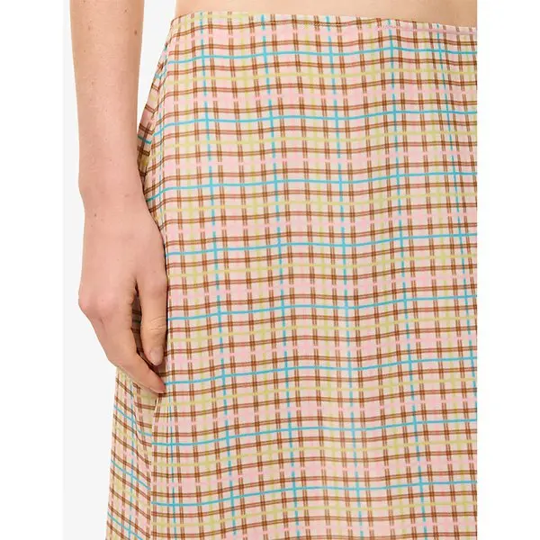 SIEDRES Colette Check-print Chiffon Midi Skirt