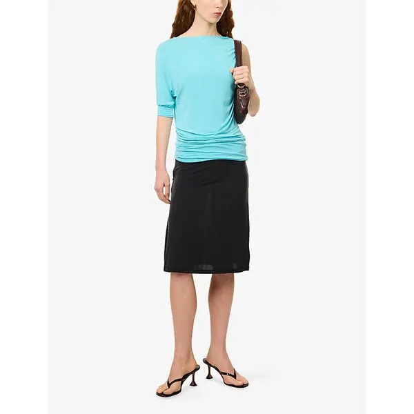 PEACHY DEN Low-rise Stretch-jersey Midi Skort
