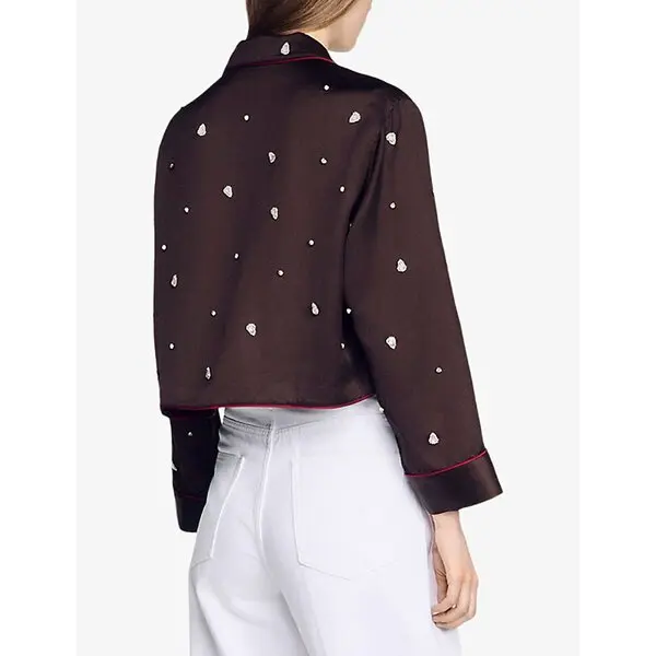 Sandro Rhinestone-embellished Long-sleeved Woven Shirt