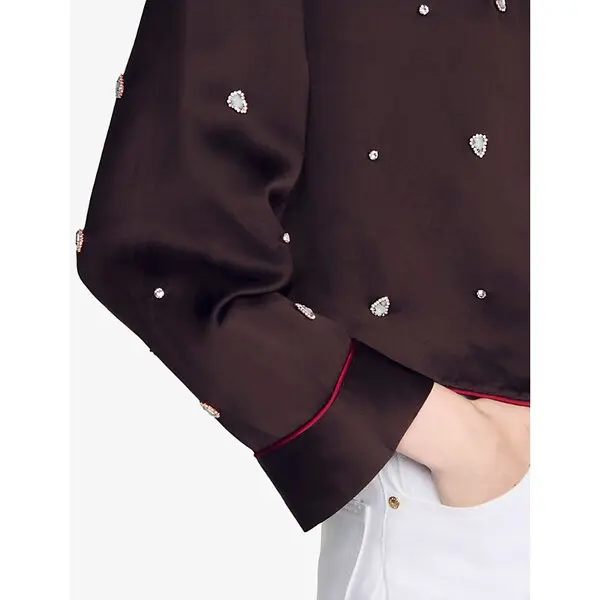 Sandro Rhinestone-embellished Long-sleeved Woven Shirt