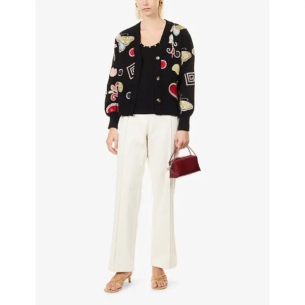 NEVER FULLY DRESSED Embroidered Knit Cardigan