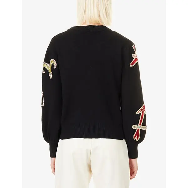 NEVER FULLY DRESSED Embroidered Knit Cardigan