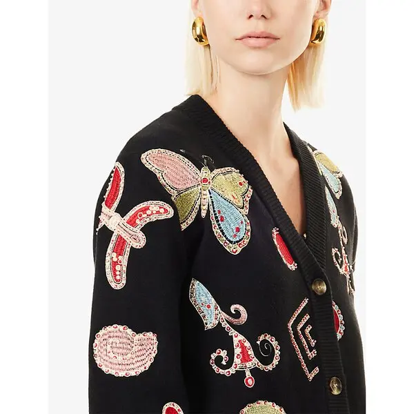 NEVER FULLY DRESSED Embroidered Knit Cardigan