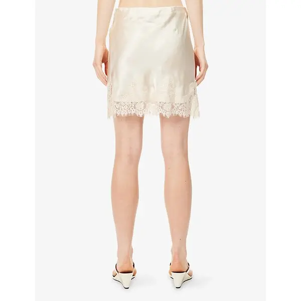 REFORMATION Carolina Lace-trim Silk Mini Skirt