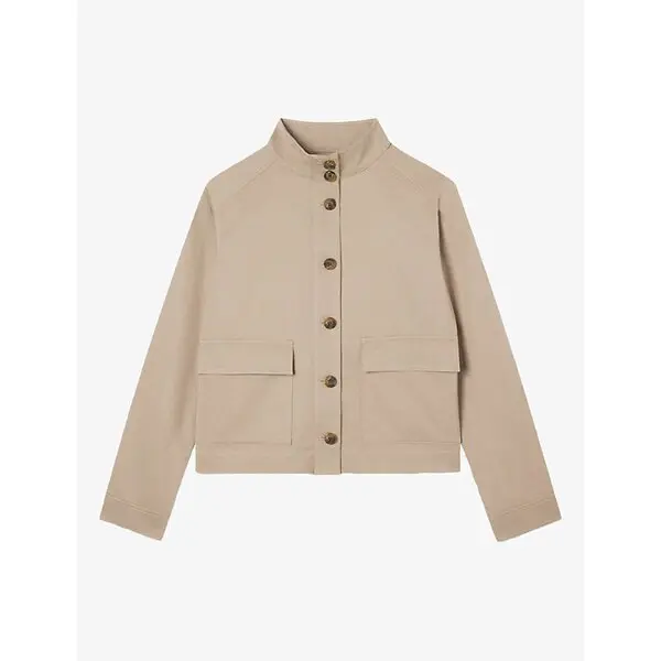 Whistles Relaxed Fit Cotton-blend Funnel Neck Jacket