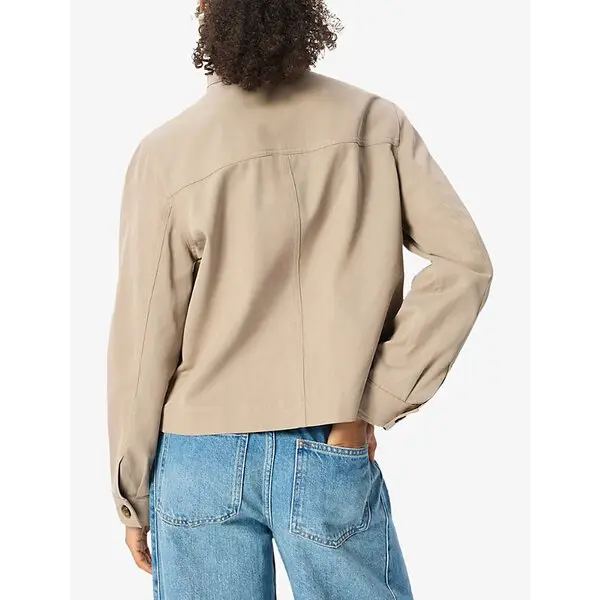 Whistles Relaxed Fit Cotton-blend Funnel Neck Jacket