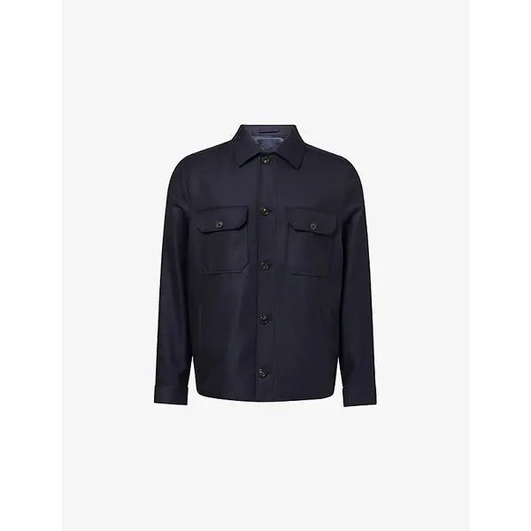 Corneliani Travel Pointed-collar Virgin-wool Overshirt