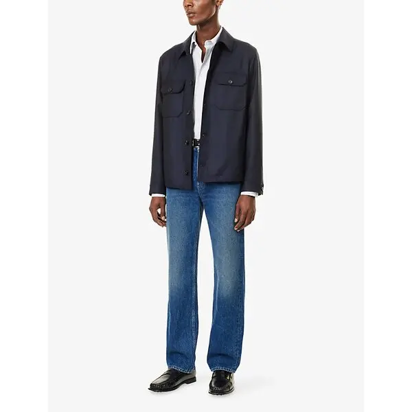 Corneliani Travel Pointed-collar Virgin-wool Overshirt