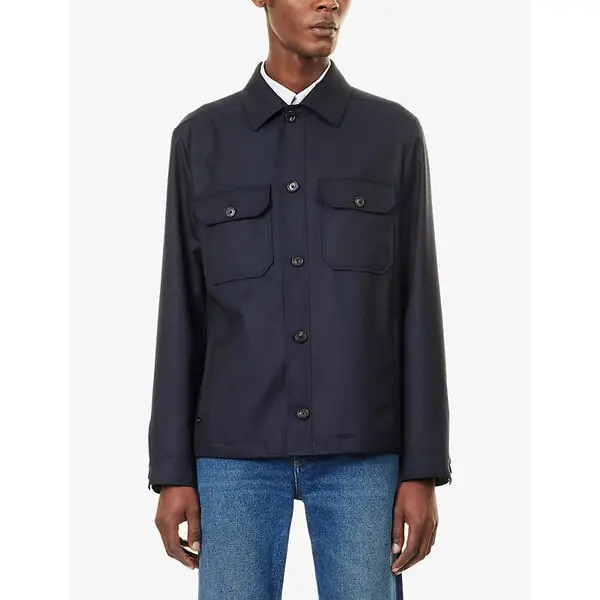 Corneliani Travel Pointed-collar Virgin-wool Overshirt