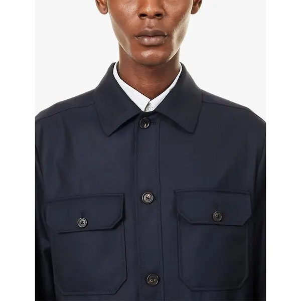 Corneliani Travel Pointed-collar Virgin-wool Overshirt