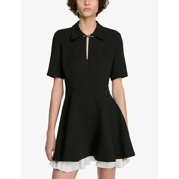 Sandro Contrast Skater Woven Mini Dress