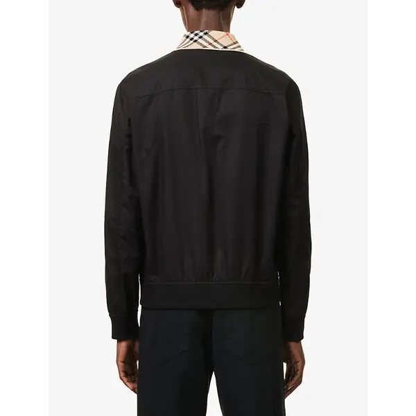 Burberry Glenfields Cotton Harrington Jacket With Signature Check Collar