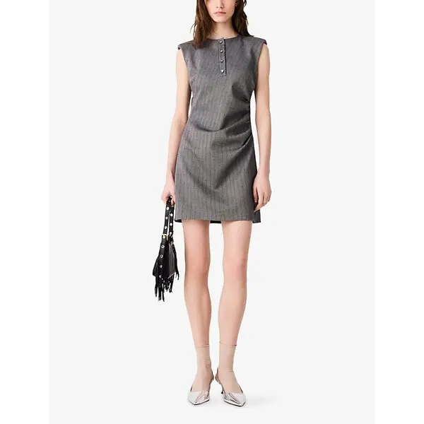 Maje Tailored Rhinestone-embellished Stretch-woven Mini Dress