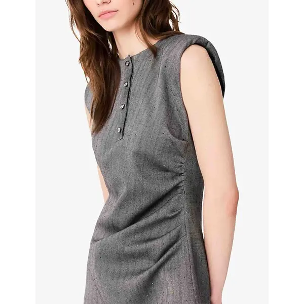 Maje Tailored Rhinestone-embellished Stretch-woven Mini Dress