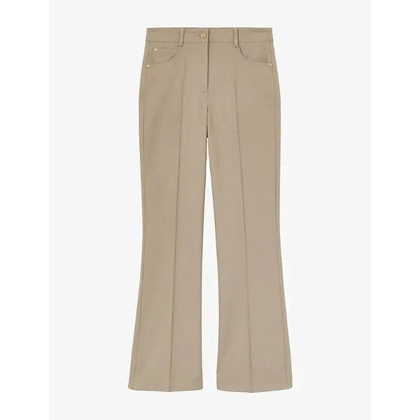 REISS Sofia Flared-leg Stretch-twill Trousers - Neutral