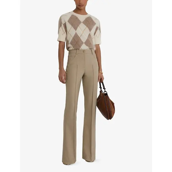 REISS Sofia Flared-leg Stretch-twill Trousers