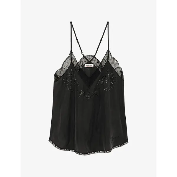 Zadig&Voltaire Christy Bead-embellished Silk Cami Top - Black