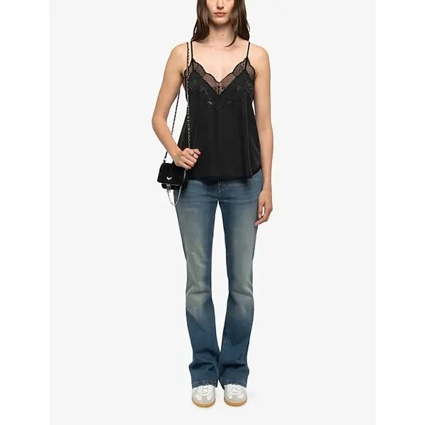 Zadig&Voltaire Christy Bead-embellished Silk Cami Top