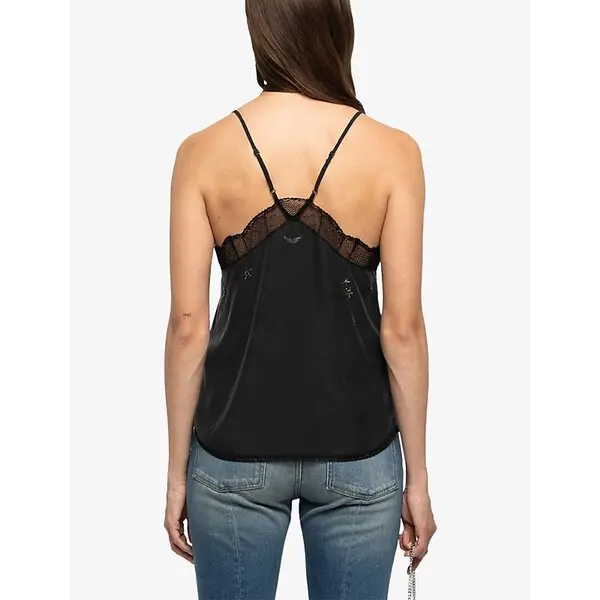 Zadig&Voltaire Christy Bead-embellished Silk Cami Top