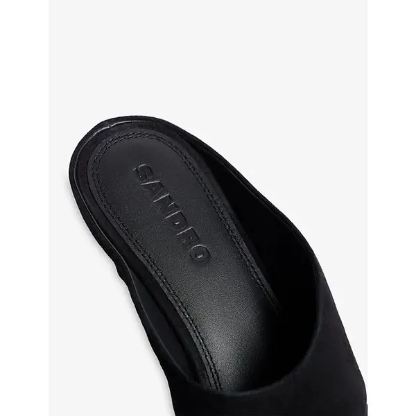 Sandro Suede Toe-post Wedge Sandals - Black