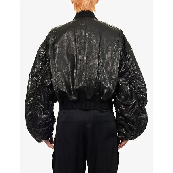 Rick Owens Secchia Cropped Leather Bomber Jacket