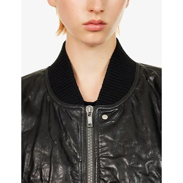 Rick Owens Secchia Cropped Leather Bomber Jacket