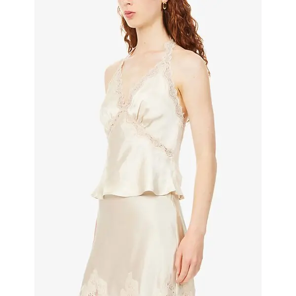 REFORMATION Monica Halterneck Silk Top